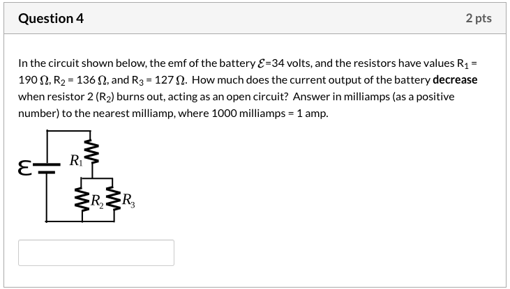 Solved Question 4 2 pts In the circuit shown below, the emf | Chegg.com