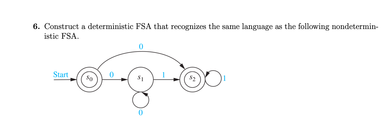 Solved 6. Construct a deterministic FSA that recognizes the | Chegg.com