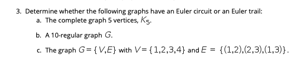 Solved 3. Determine whether the following graphs have an | Chegg.com