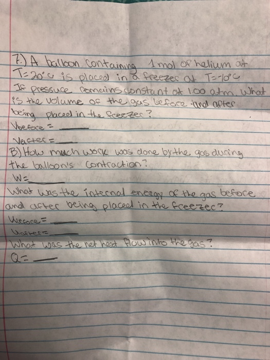 Solved A balloon Containa Amol or halium oh ー/is thewlame o | Chegg.com