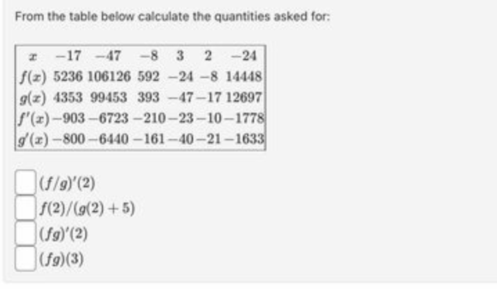 Solved From The Table Below Calculate The Quantities Asked 