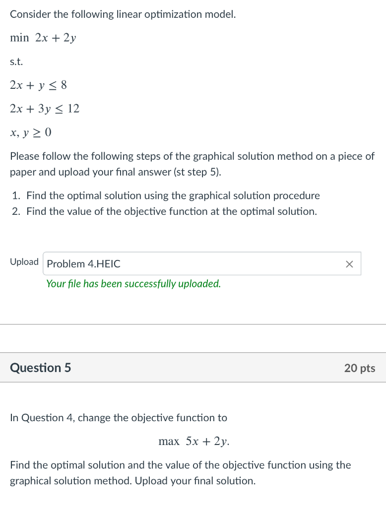 Solved Consider the following linear optimization model. min | Chegg.com