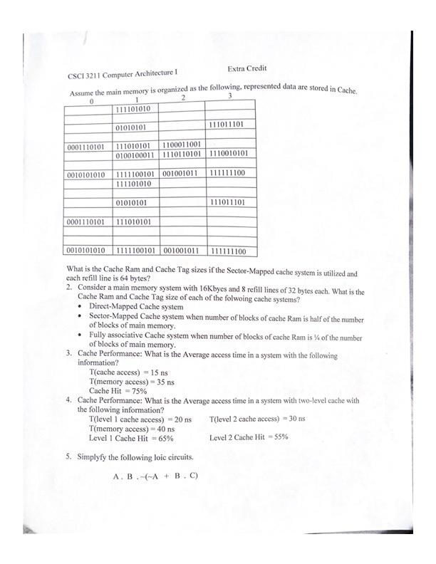 Solved A seame the main memory is organized as the | Chegg.com