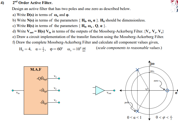 4) 2nd Order Active Filter. Design an active filter | Chegg.com