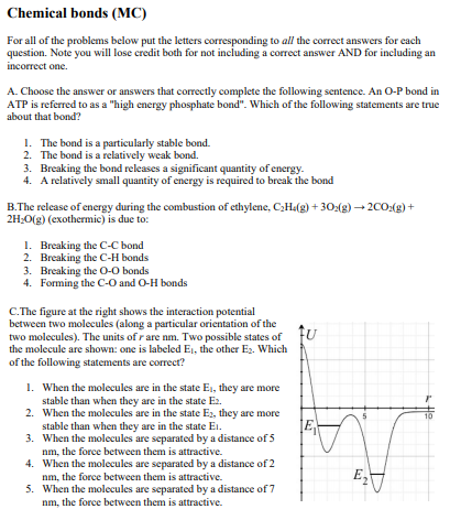 Solved Chemical bonds (MC) For all of the problems below put | Chegg.com