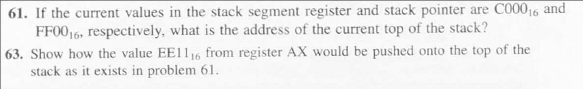 Solved 61. If the current values in the stack segment | Chegg.com