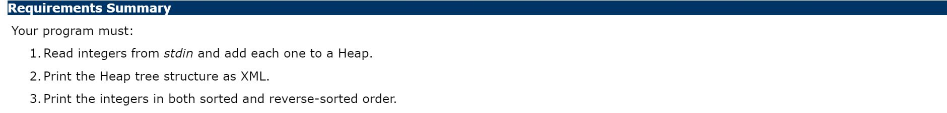 Requirements Summary Your program must: 1. Read | Chegg.com