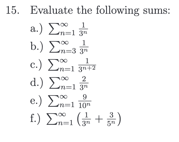 Solved Evaluate the following | Chegg.com