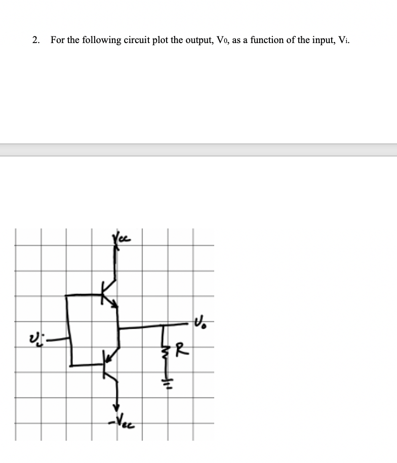 Solved 2 For The Following Circuit Plot The Output Vo As 