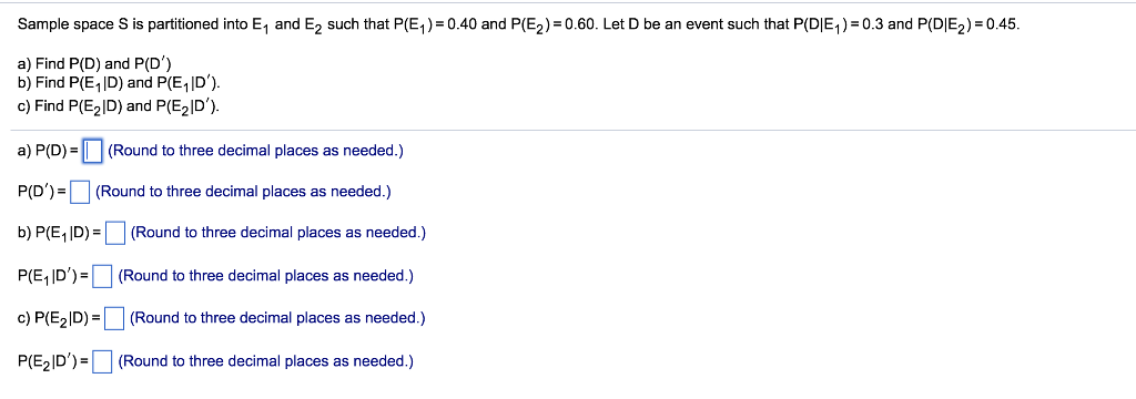 Solved Sample space s is partitioned into El and E2 such | Chegg.com
