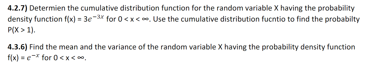 Solved 4.2.7) Determien the cumulative distribution function | Chegg.com