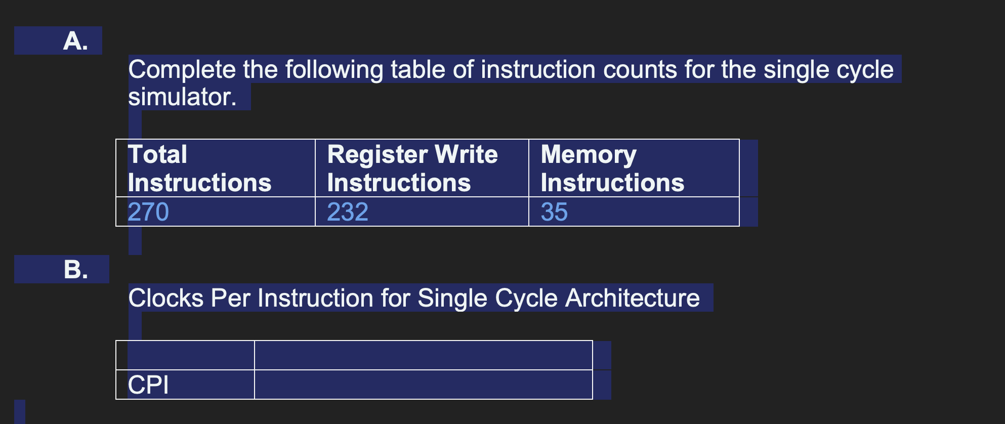 Solved Complete the following table of instruction counts | Chegg.com
