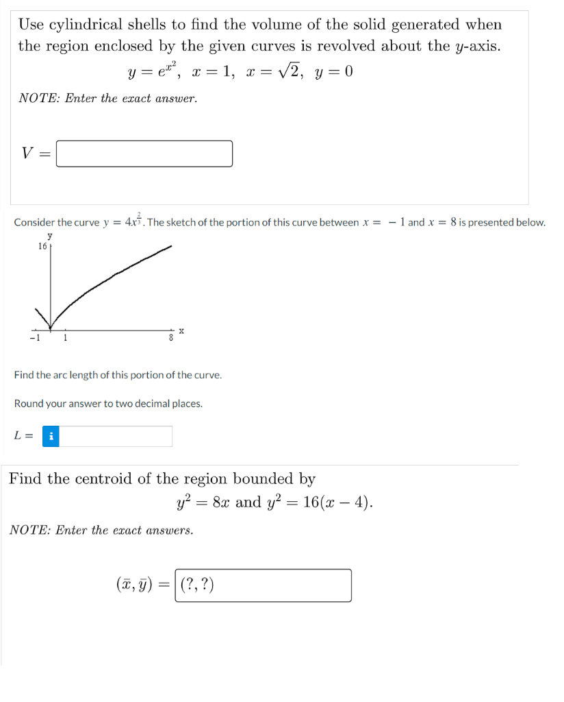 Solved Use cylindrical shells to find the volume of the | Chegg.com