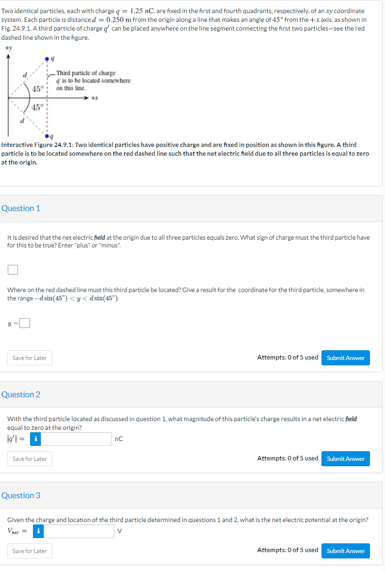 Solved Two identical particles, each with charge q = 1.25 | Chegg.com