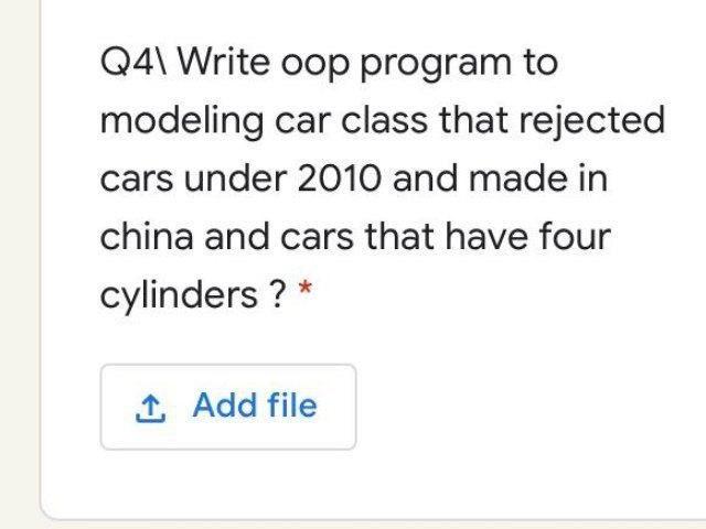 Solved Q4 Write oop program to modeling car class that | Chegg.com Solved Q4 Write oop program to modeling car class that | Chegg.com