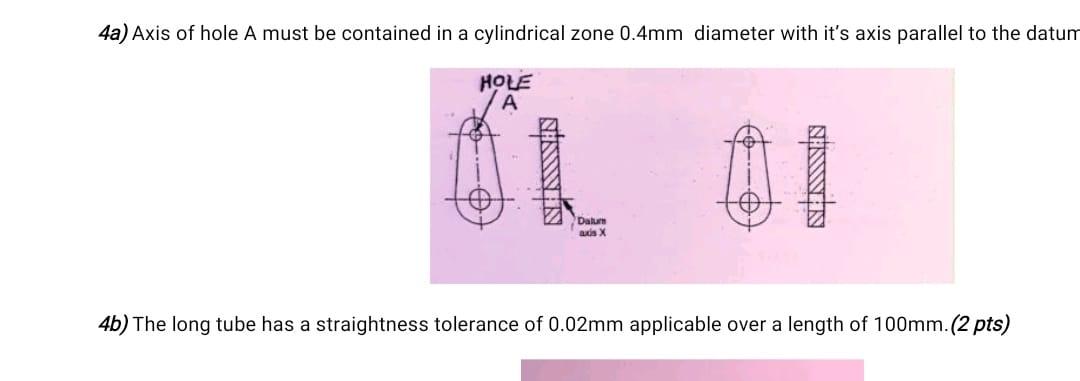 Solved 4a) Axis of hole A must be contained in a cylindrical | Chegg.com