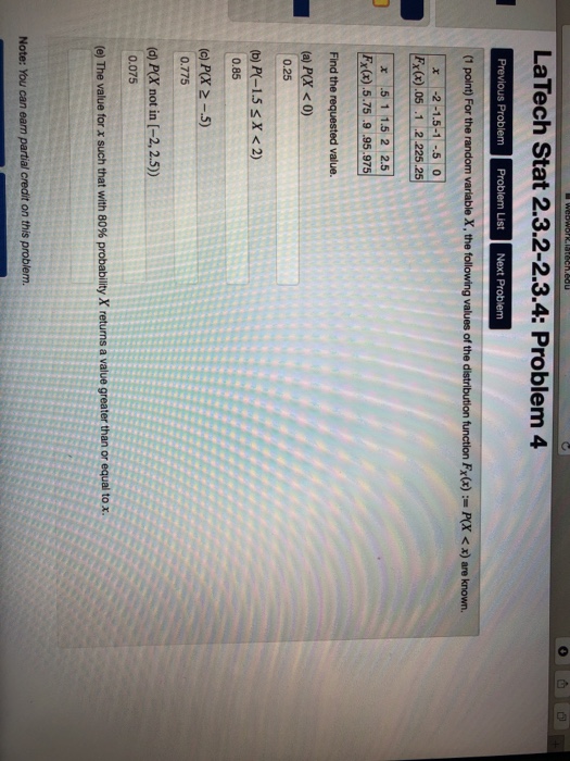 Solved Latech Stat 232 234 Problem 4 Previous Problem 
