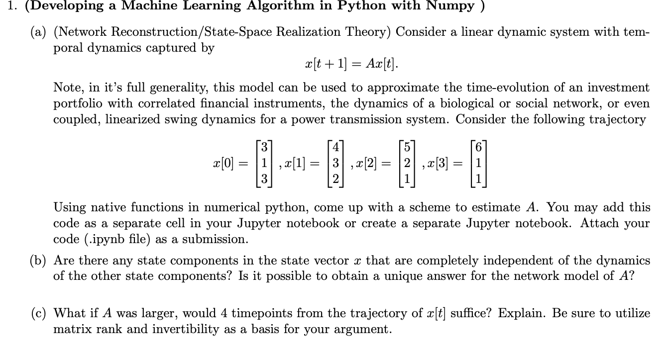 A Network Reconstruction State Space Realization