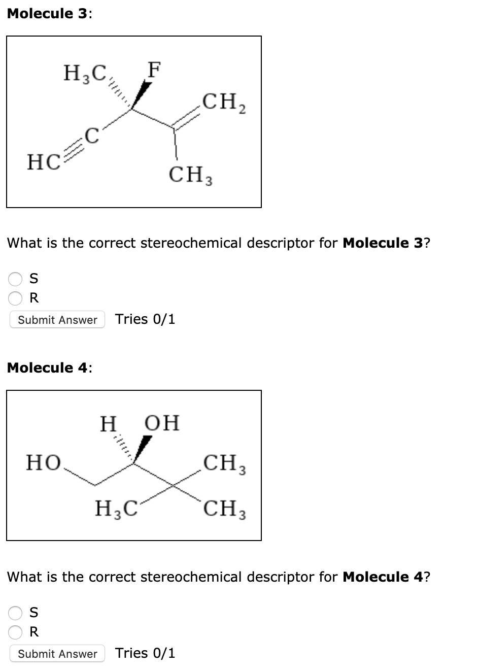 Solved Molecule 3: H3C F CH, С HC CH What is the correct | Chegg.com