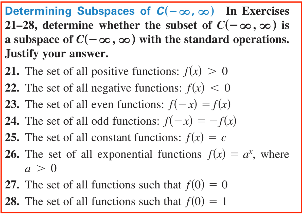 Solved Determining Subspaces of C(-00,00) In Exercises | Chegg.com