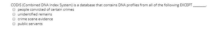Solved CODIS (Combined DNA Index System) is a database that | Chegg.com