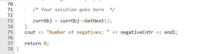 Solved Assign negativeCntr with the number of negative | Chegg.com