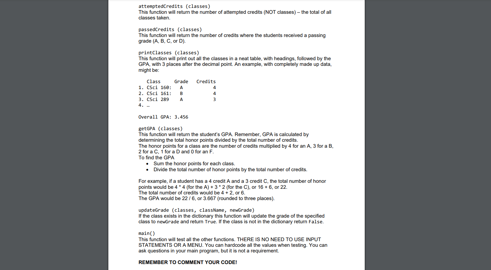Solved CS160 Computer Science Project 3 Objective: Work with | Chegg.com