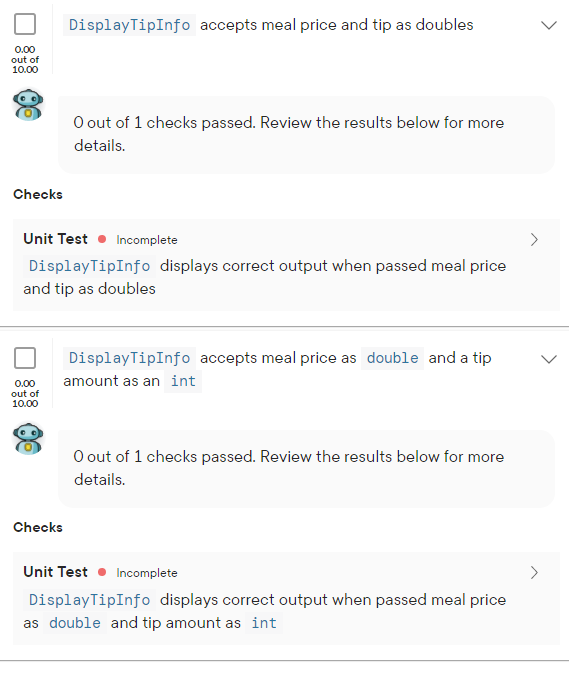 Solved Create a program named TipCalculation that includes | Chegg.com
