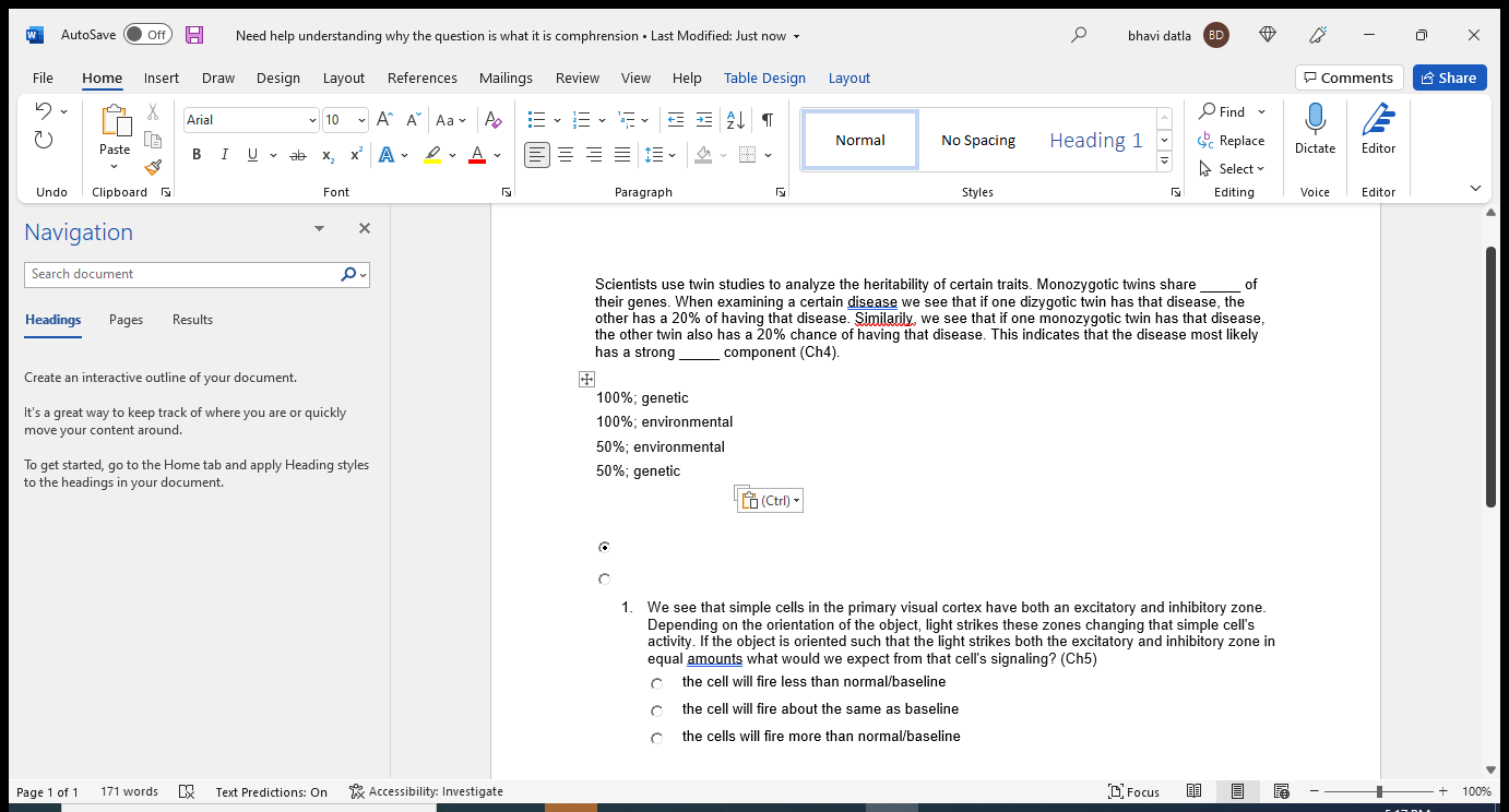 Solved W AutoSave Off H Need help understanding why the | Chegg.com