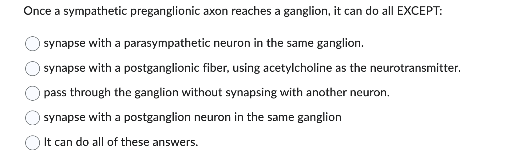 Solved Once a sympathetic preganglionic axon reaches a | Chegg.com