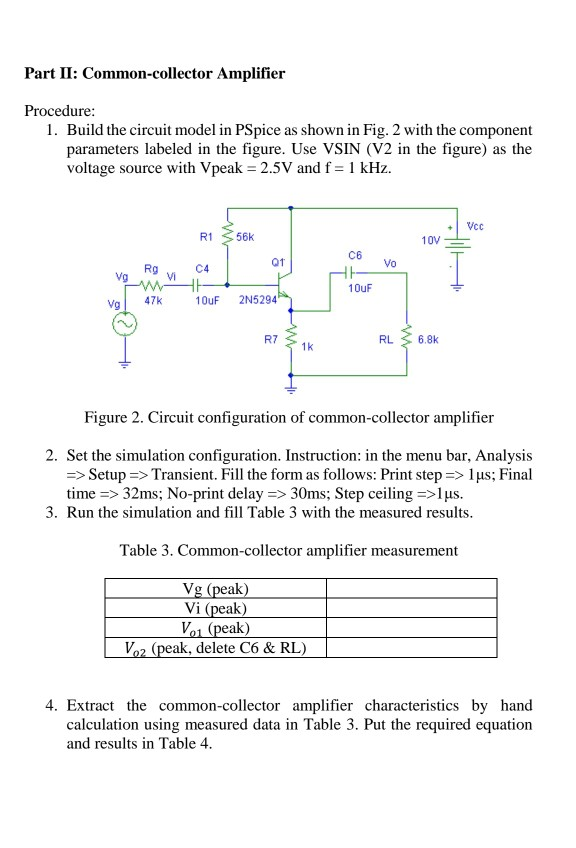 4.3 Simulation Task Part I: Common-emitter Amplifier | Chegg.com