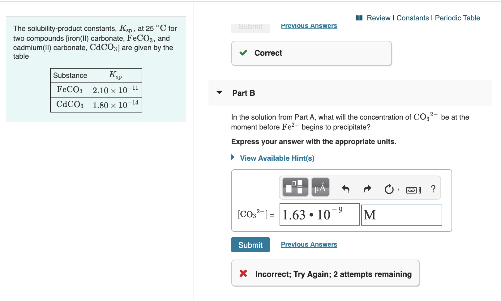 Solved Part A A solution of Na2CO3 is added dropwise to a | Chegg.com
