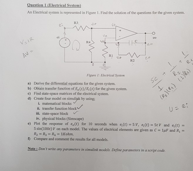 Solved Question 1 (Electrical System) An Electrical system | Chegg.com