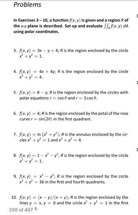 Solved Problems 1 In Exercises 3-10, a function f(x,y) is | Chegg.com