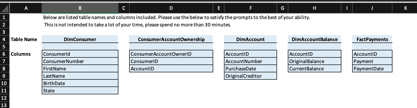Solved A B C D E F G H Below are listed table names and | Chegg.com