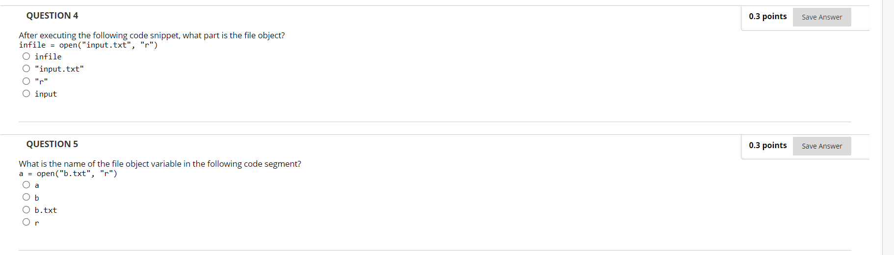 Solved QUESTION 4 0.3 points Save Answer After executing the | Chegg.com