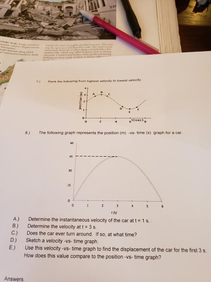 Solved 7Rank the following from highest velocity to lowest | Chegg.com