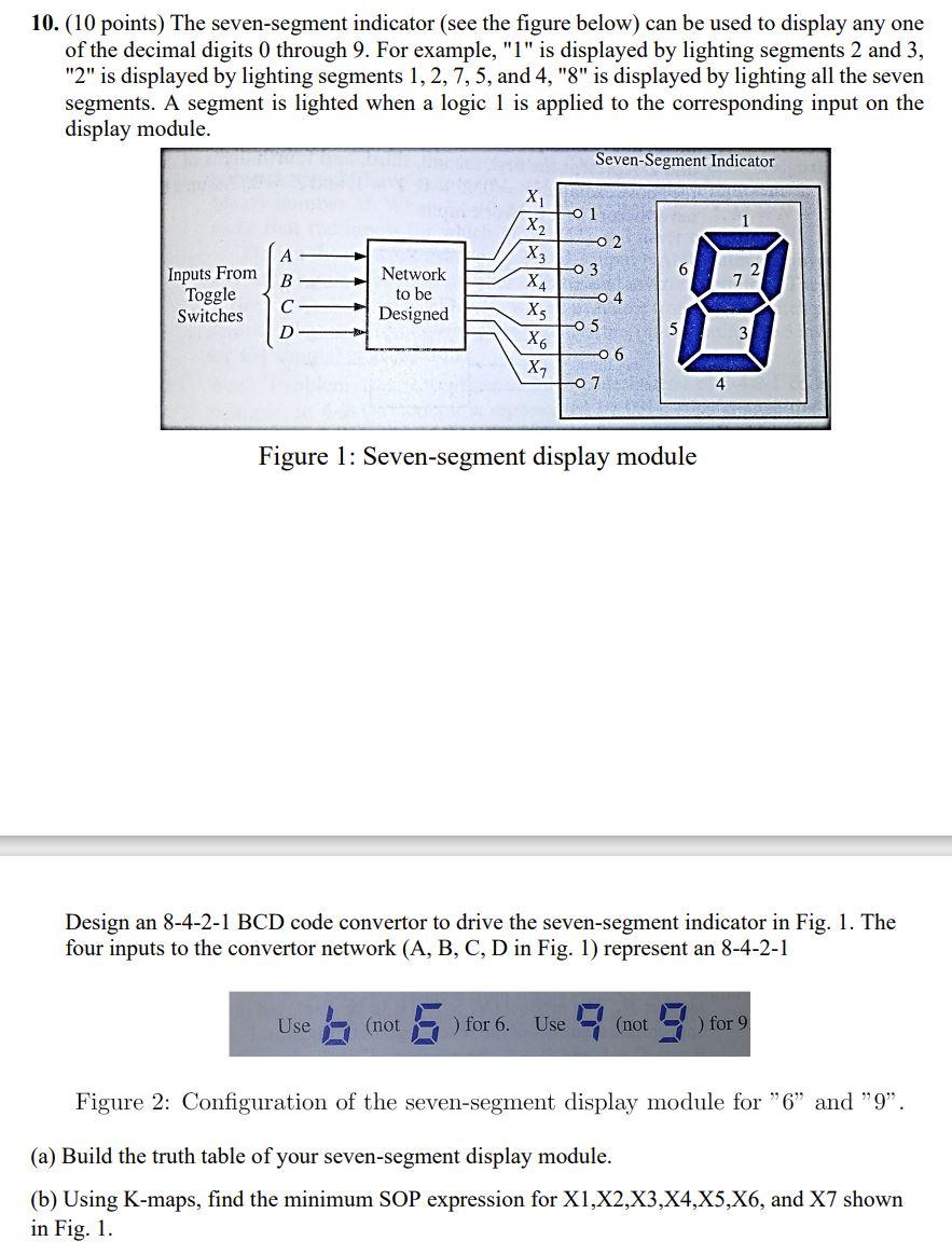 10. (10 points) The seven-segment indicator (see the | Chegg.com