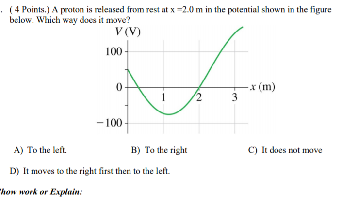 Solved · (4 Points.) A proton is released from rest at x | Chegg.com
