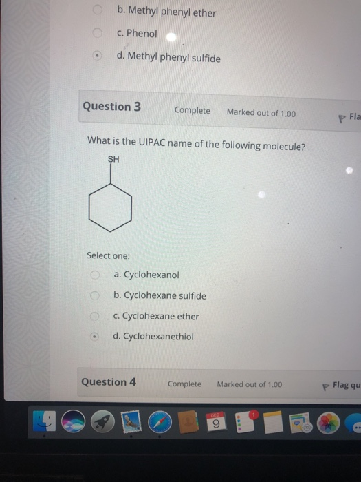 Solved b. Methyl phenyl ether c. Phenol d. Methyl phenyl | Chegg.com
