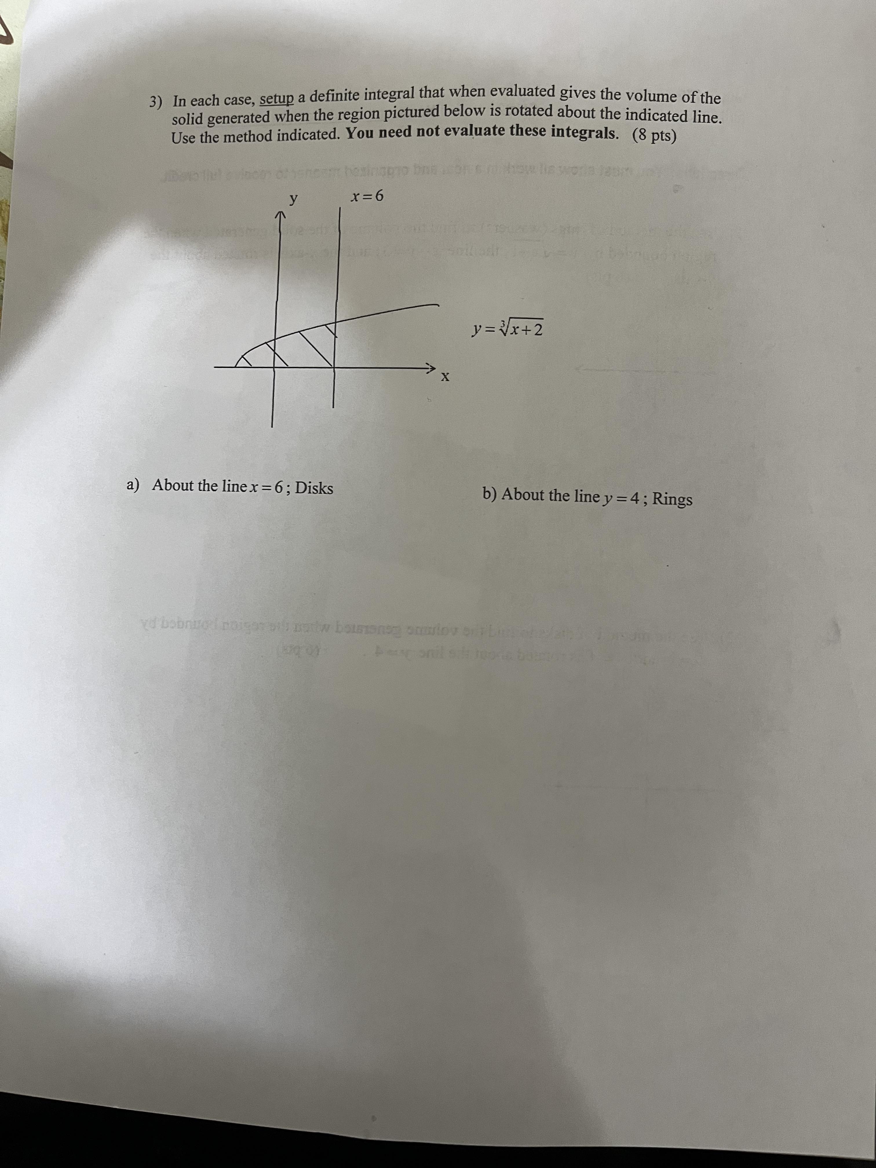3) In each case, setup a definite integral that when | Chegg.com