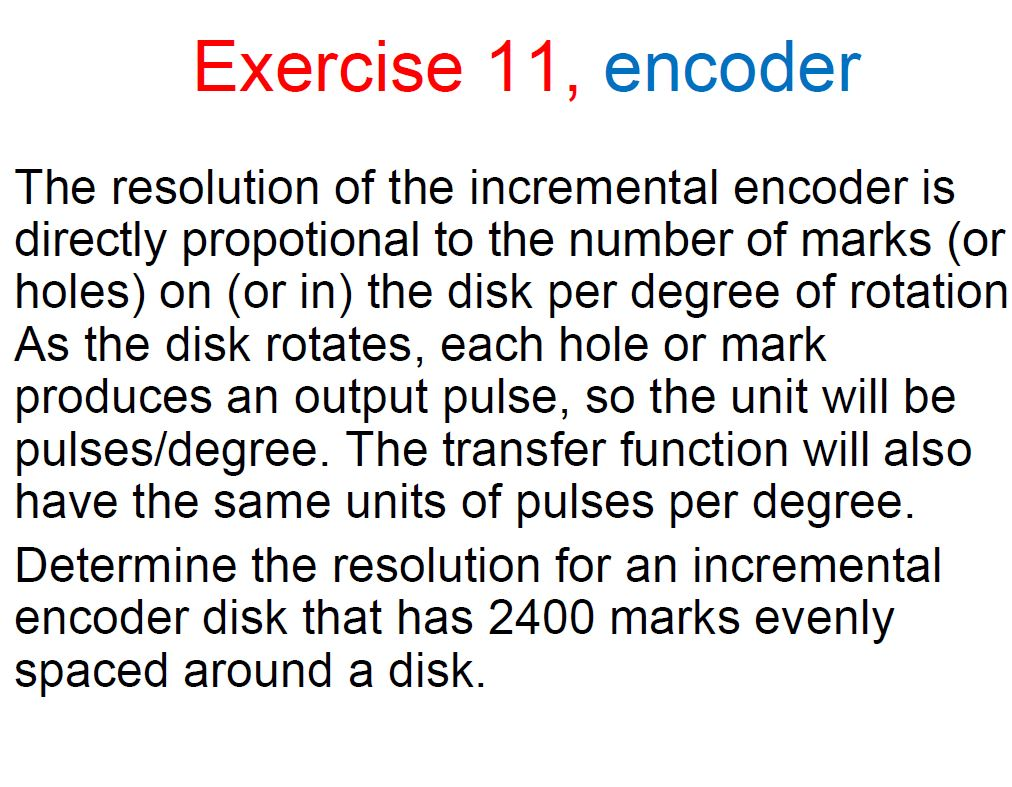 Solved Exercise 11, encoder The resolution of the | Chegg.com