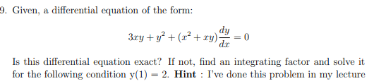 Solved Given, a differential equation of the | Chegg.com