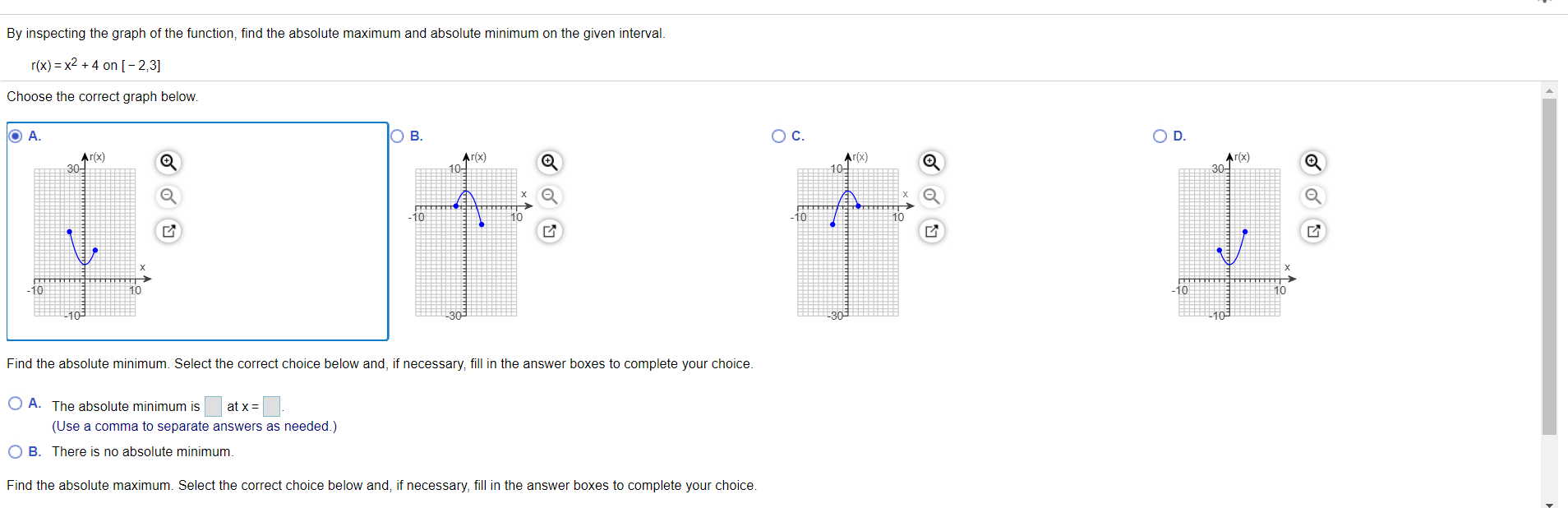 Solved By inspecting the graph of the function, find the | Chegg.com