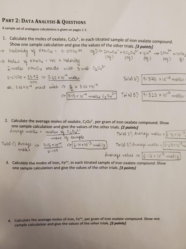 Solved PART 1: DATA [2 POINTS) Table 2-4: Gravimetric Data | Chegg.com