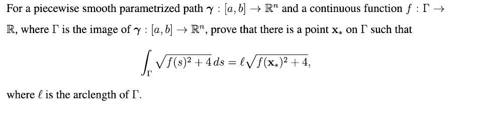 Solved For a piecewise smooth parametrized path y : [a, b] → | Chegg.com