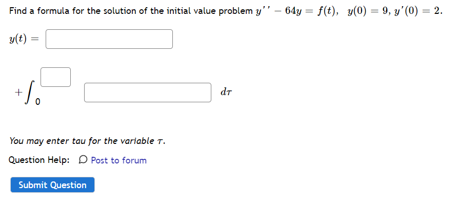 Solved Find a formula for the solution of the initial value | Chegg.com