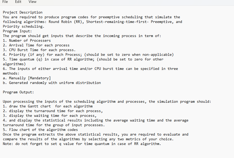 Solved Project Description You are required to produce | Chegg.com