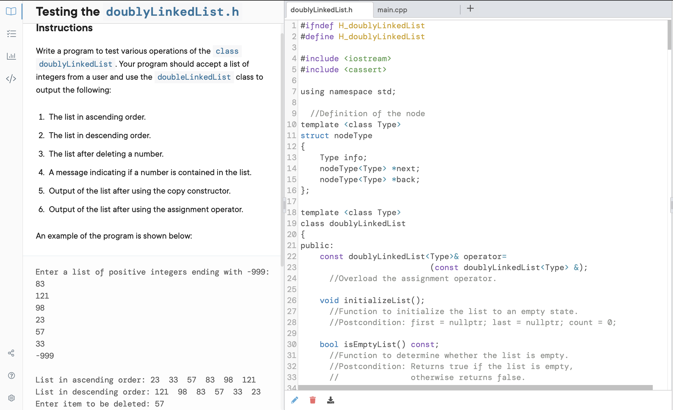 Solved C++: DOUBLYLINKLIST.H #ifndef | Chegg.com