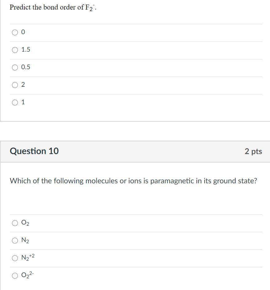 Solved Use these MO Diagrams of B2, C2, N2, 02, and F2 to | Chegg.com
